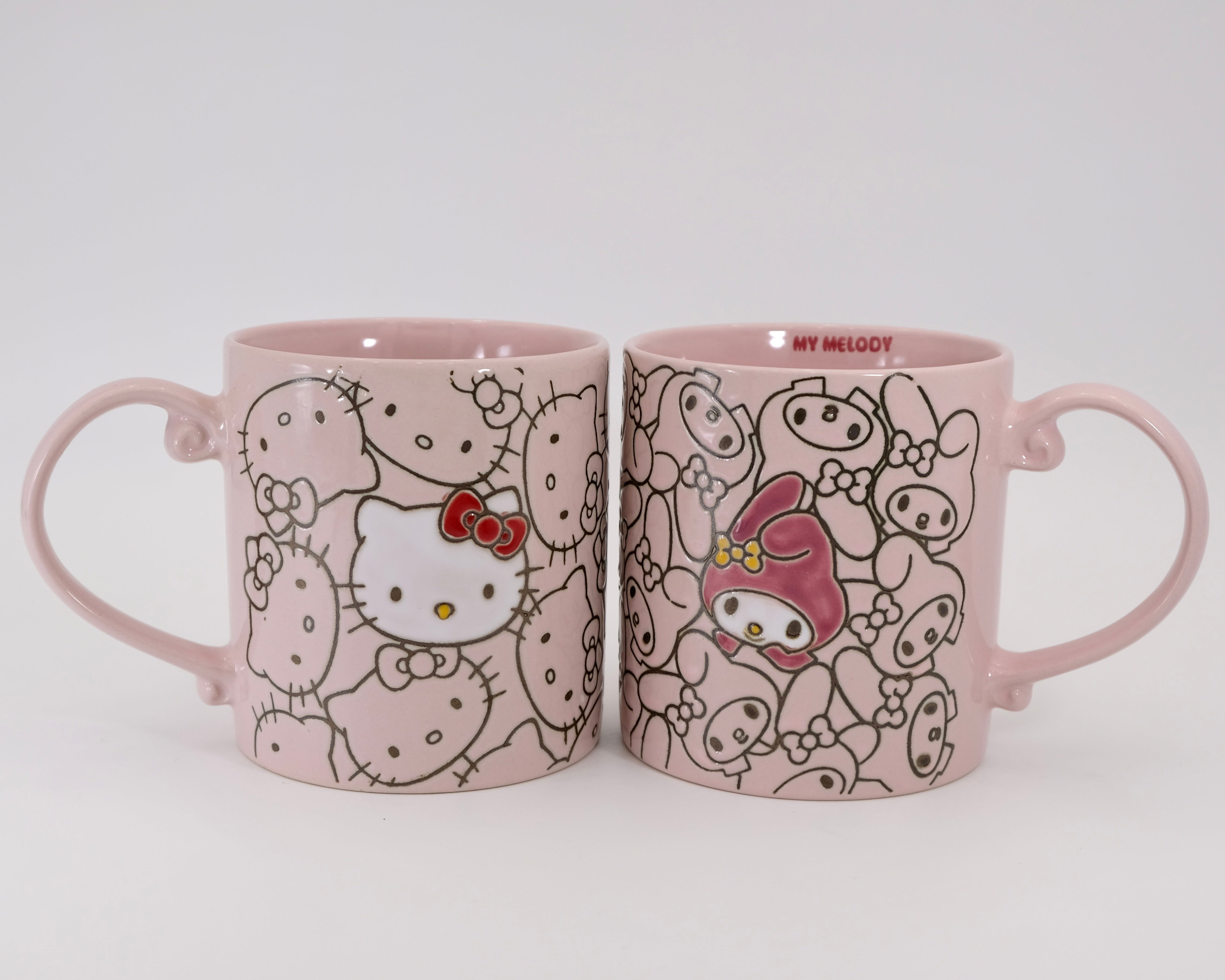 HELLO KITTY & MY MELODY REPEAT WRAP PINK 21OZ MUG SET OF 2