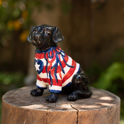Clayworks Patriotic Black Lab Dog Figurine – Blue Sky Clayworks