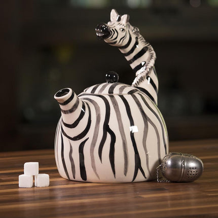 Zebra Teapot - sitting – Blue Sky Clayworks